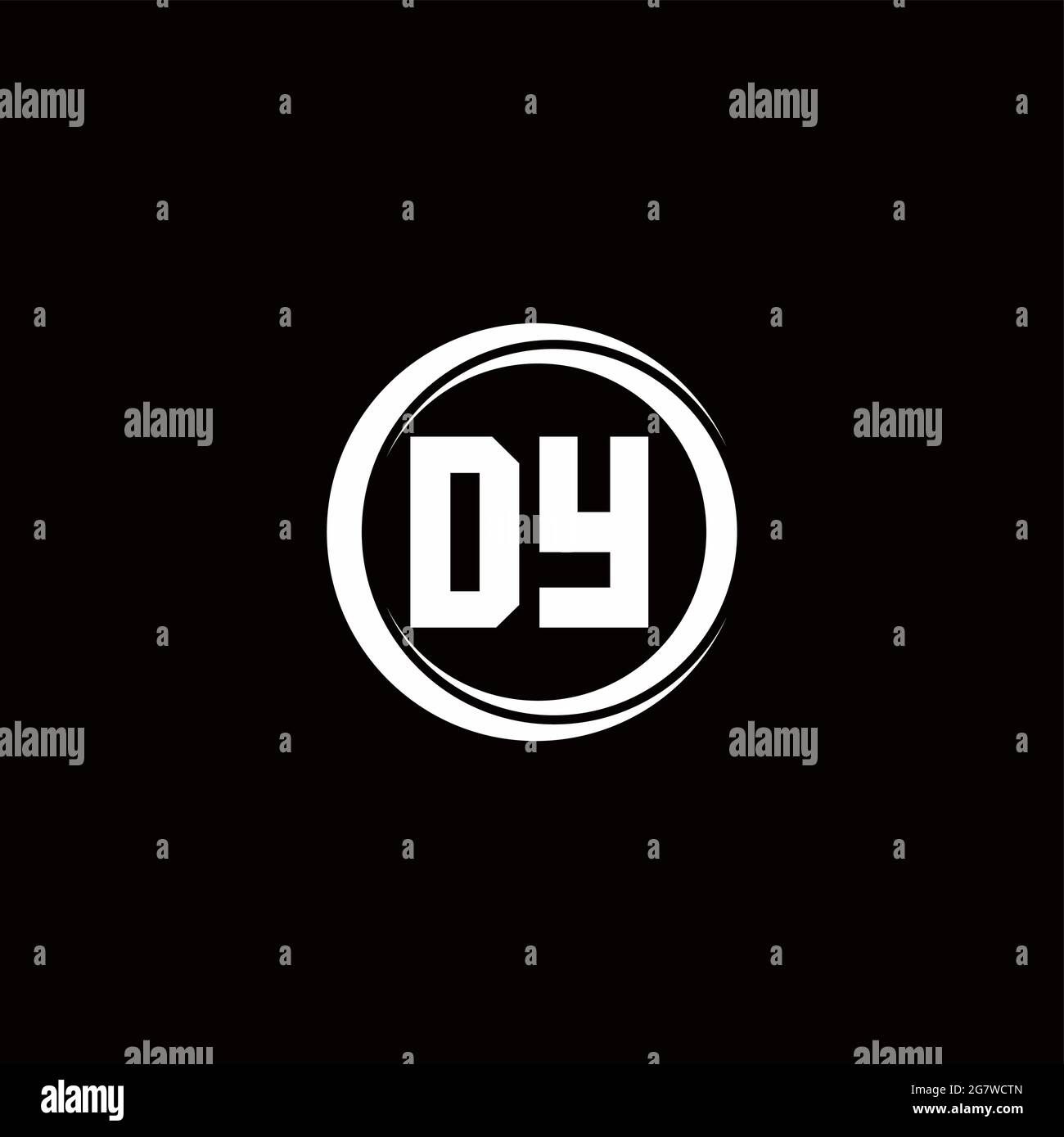DY logo initial letter monogram with circle slice rounded design template isolated in black ...