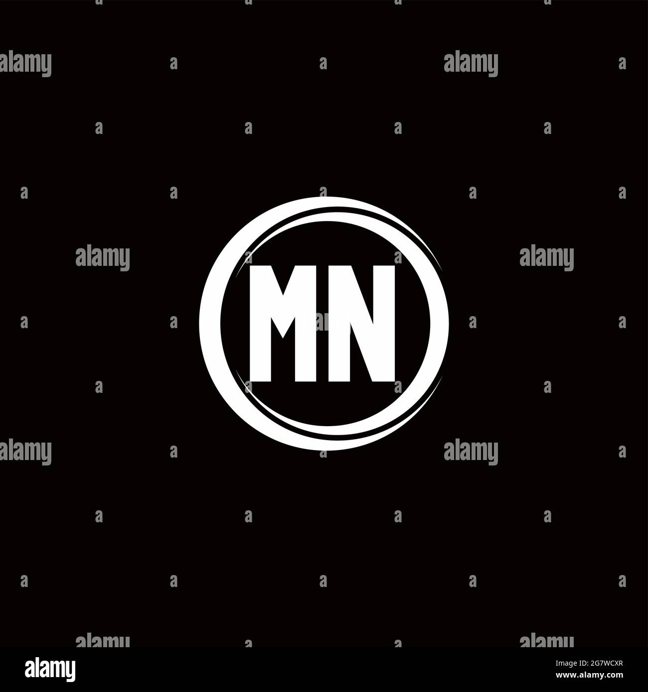MN logo initial letter monogram with circle slice rounded design ...