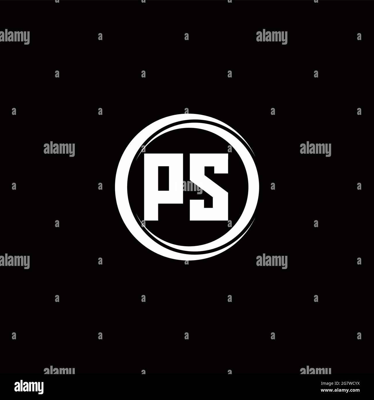 PS logo initial letter monogram with circle slice rounded design ...