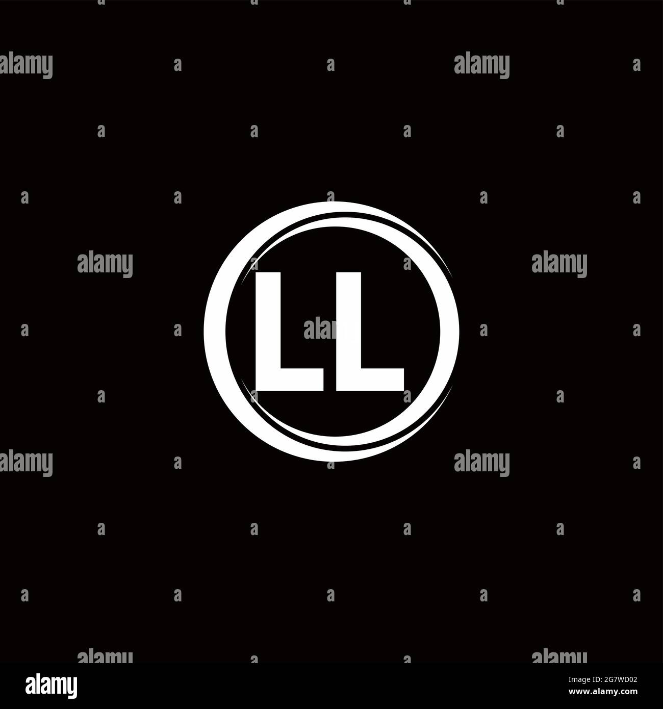 LL logo initial letter monogram with circle slice rounded design ...