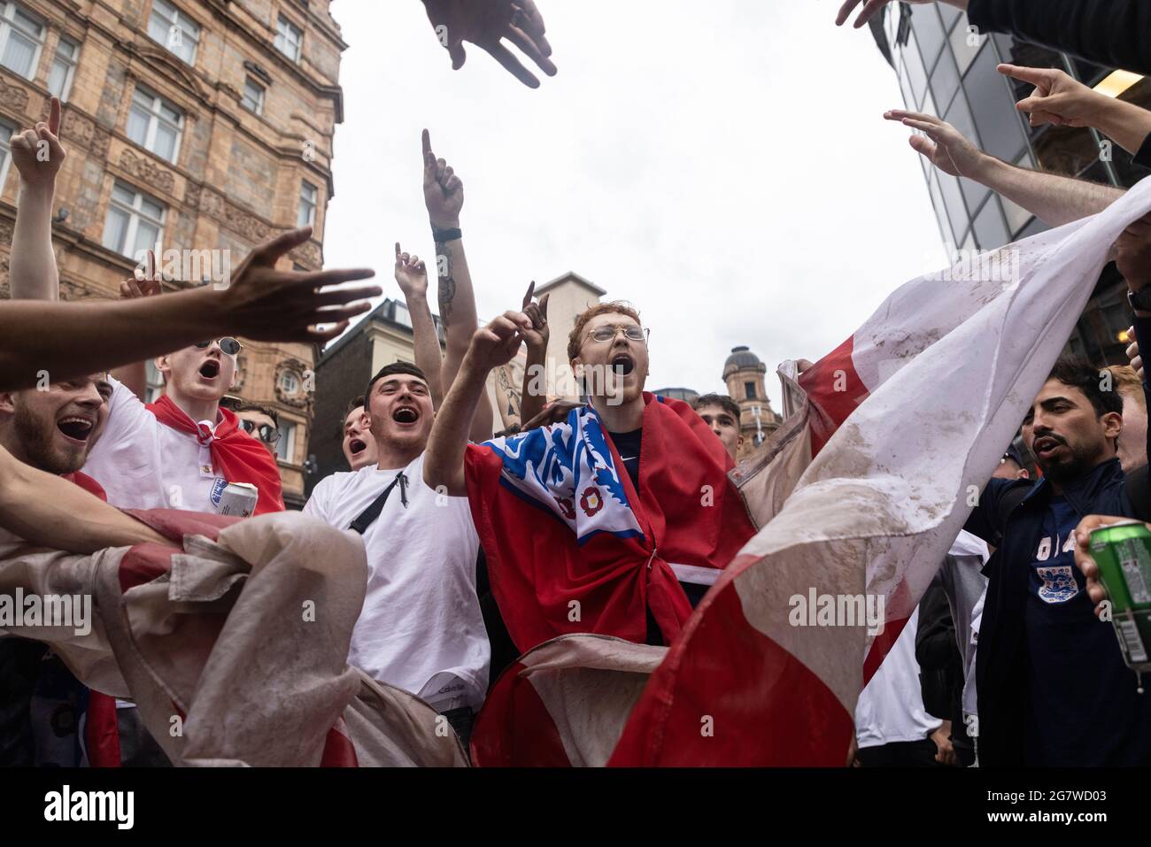Crowd of English football fans partying before the England vs Italy ...
