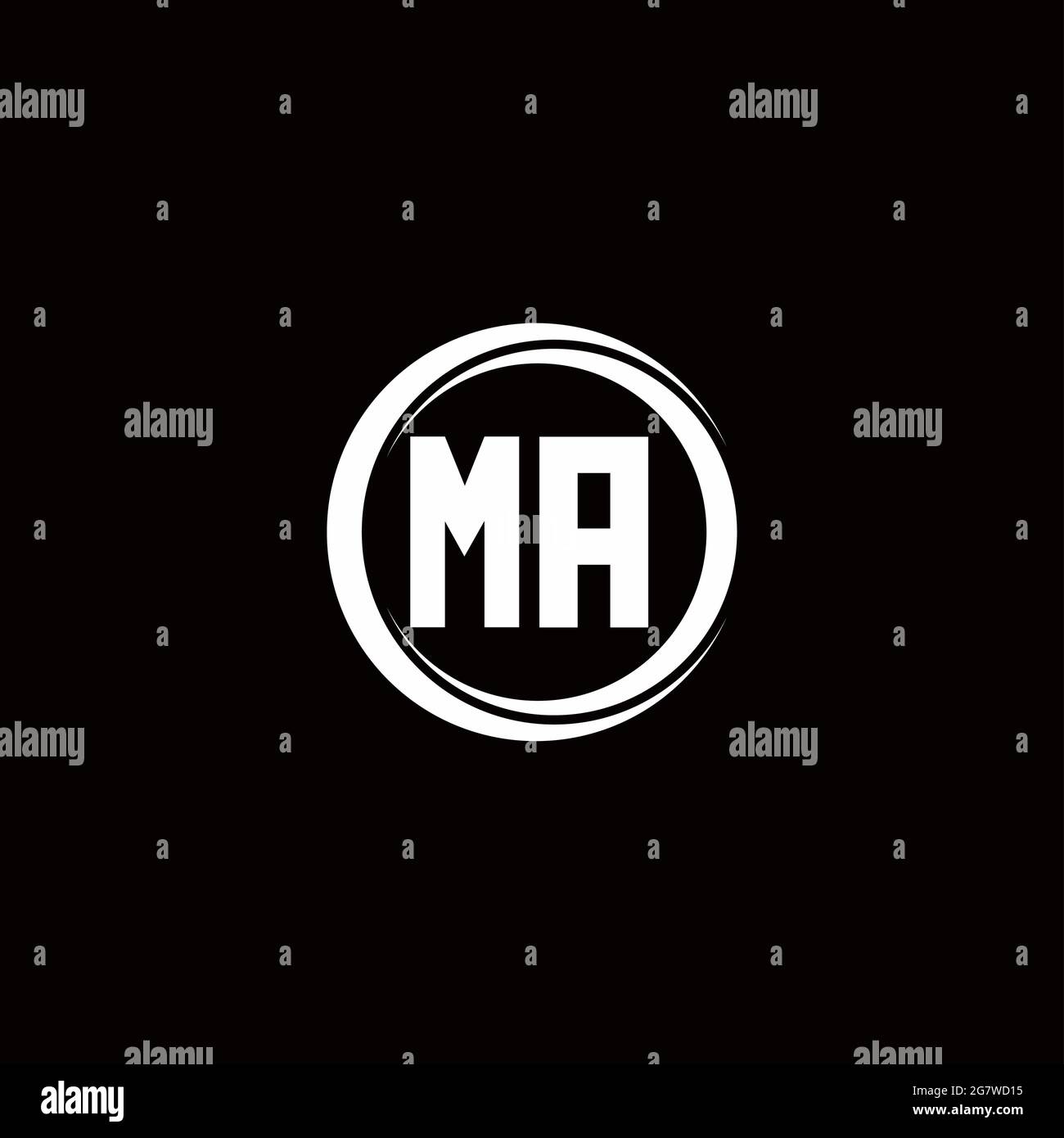 MA logo initial letter monogram with circle slice rounded design ...