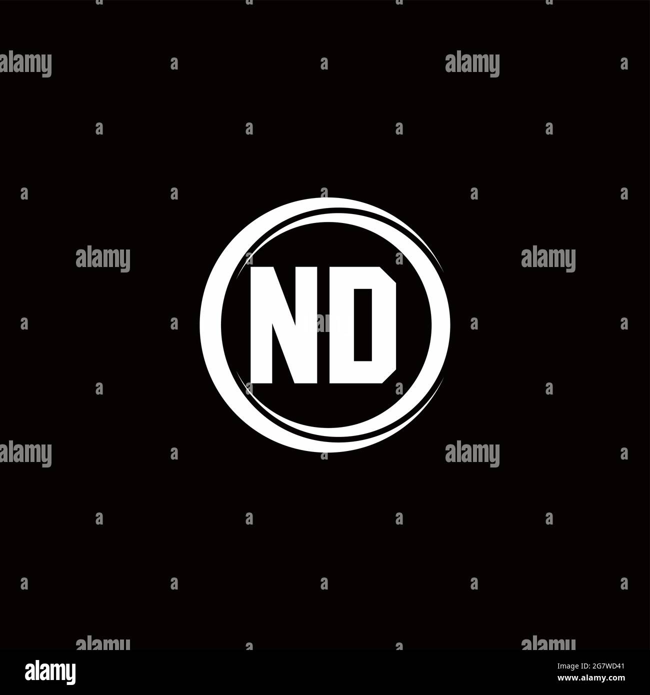ND logo initial letter monogram with circle slice rounded design ...