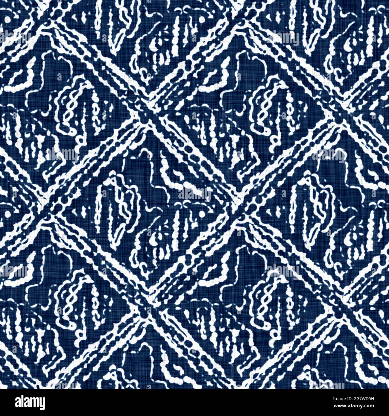 Acid wash blue jean effect texture with decorative linen geo motif ...