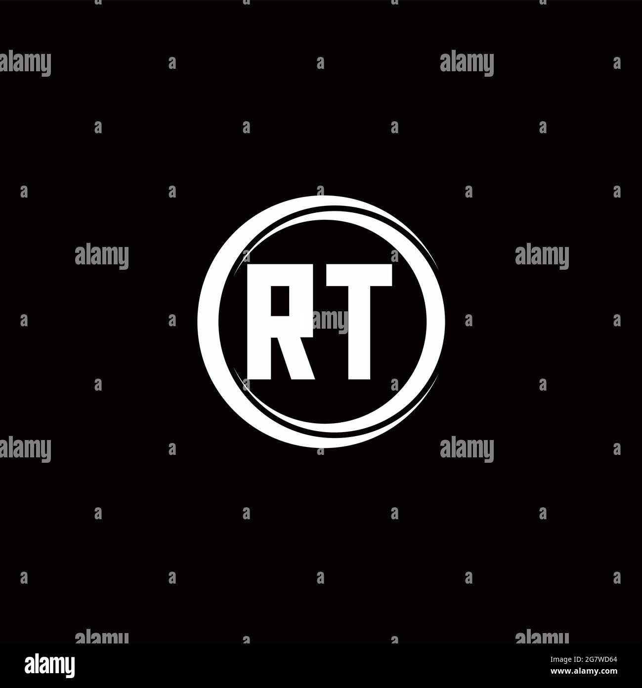 RT logo initial letter monogram with circle slice rounded design ...