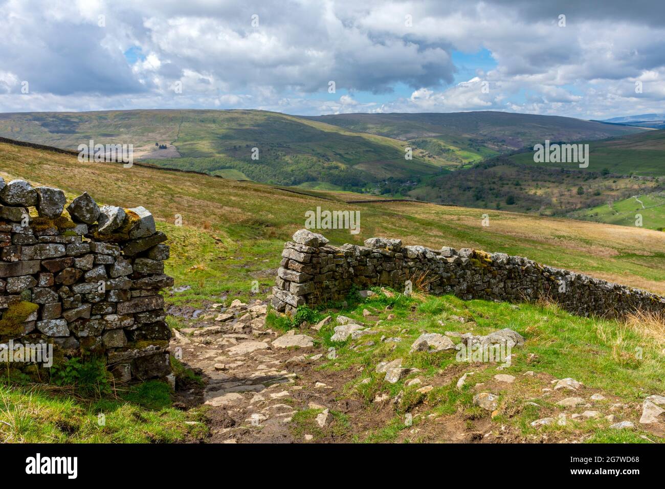 Horse Head Moor and Langstrothdale from the track up Buckden Pike ...