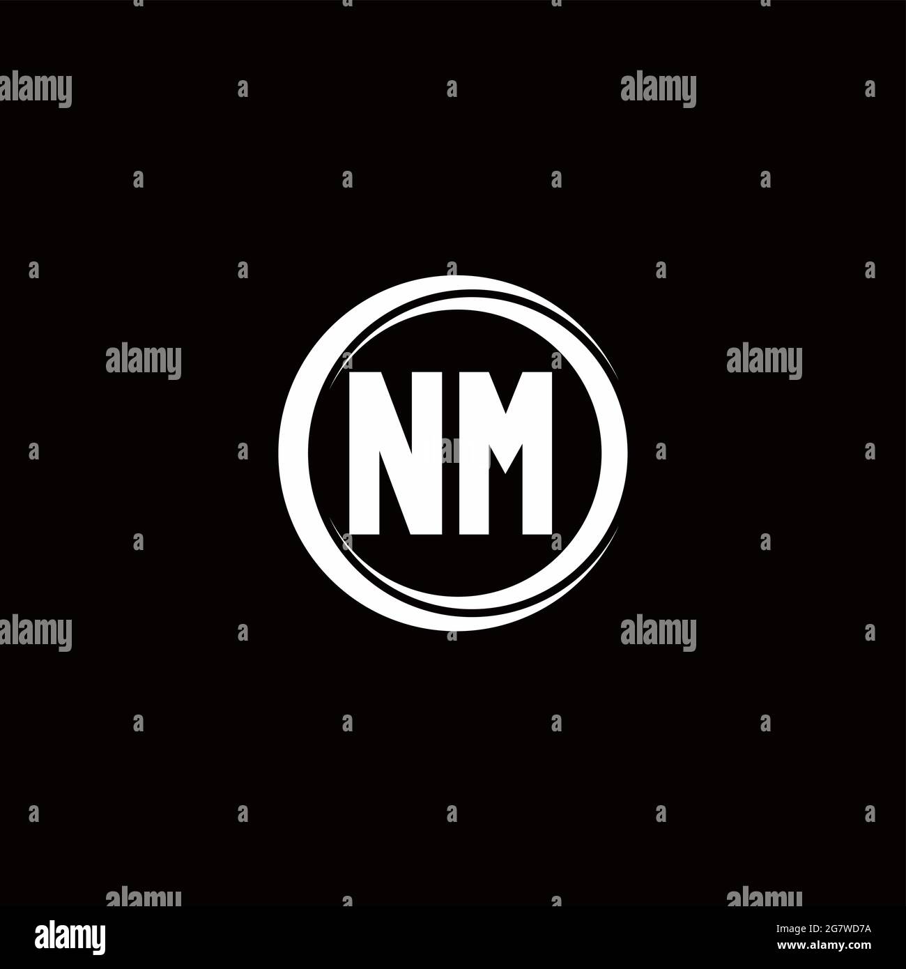 NM logo initial letter monogram with circle slice rounded design ...