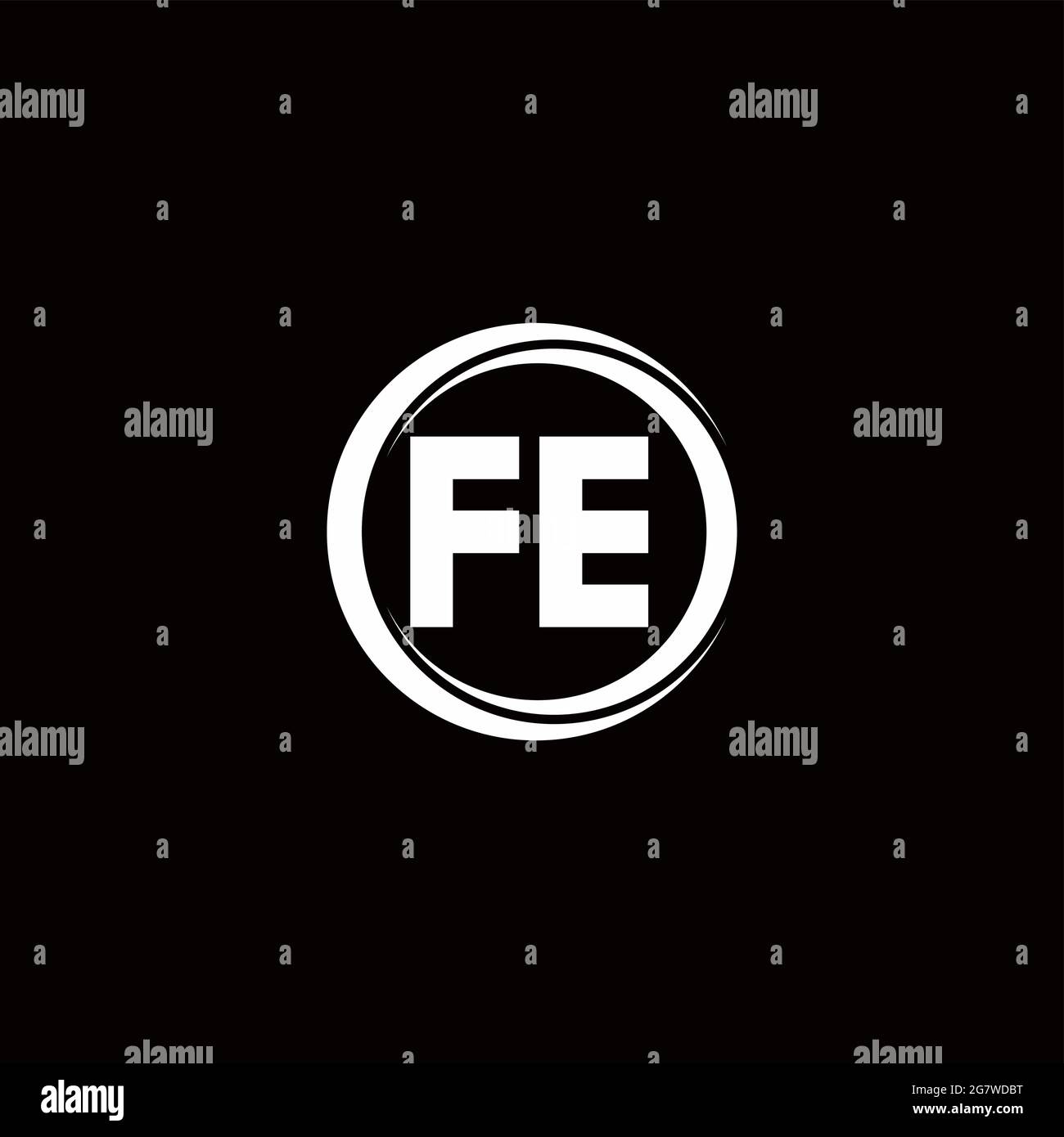 FE logo initial letter monogram with circle slice rounded design ...