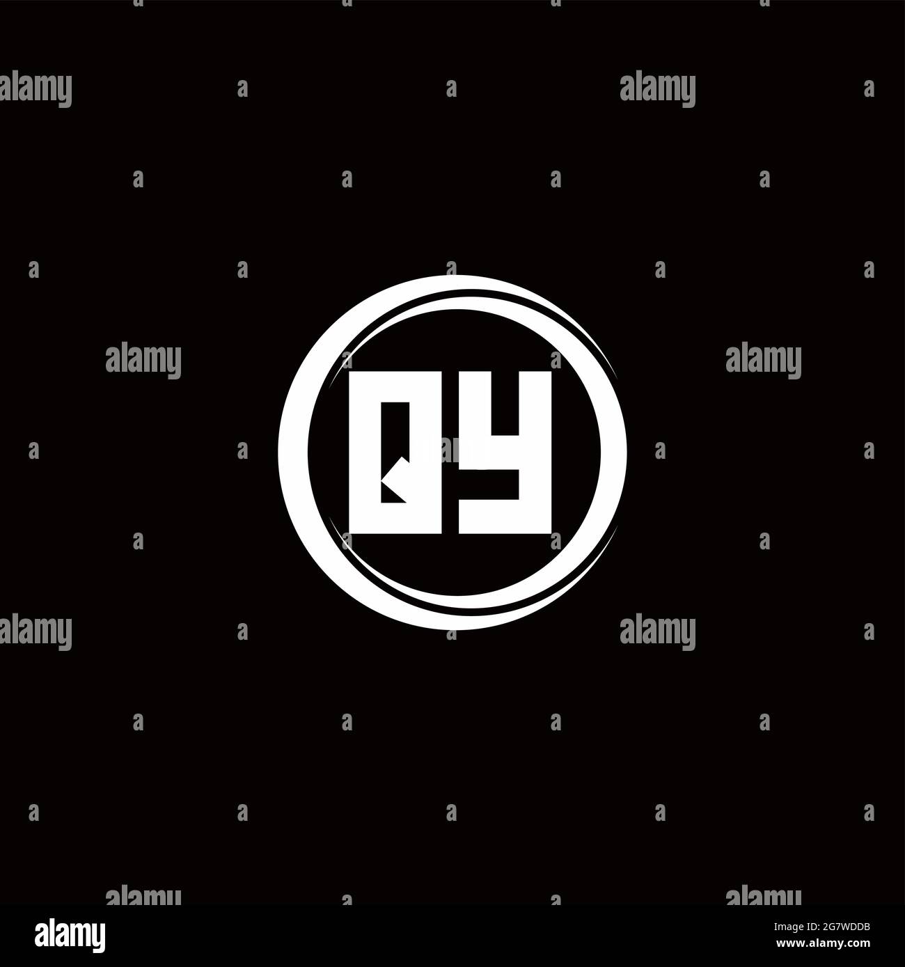 QY logo initial letter monogram with circle slice rounded design template isolated in black ...