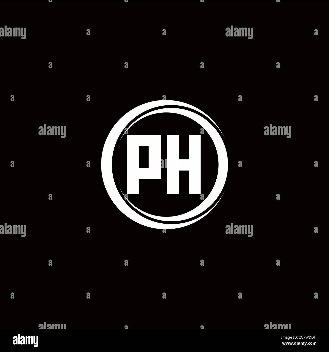 PH logo initial letter monogram with circle slice rounded design ...