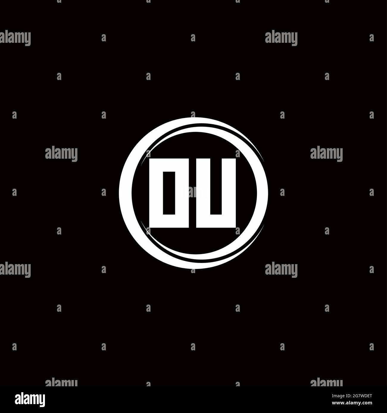 OU logo initial letter monogram with circle slice rounded design ...