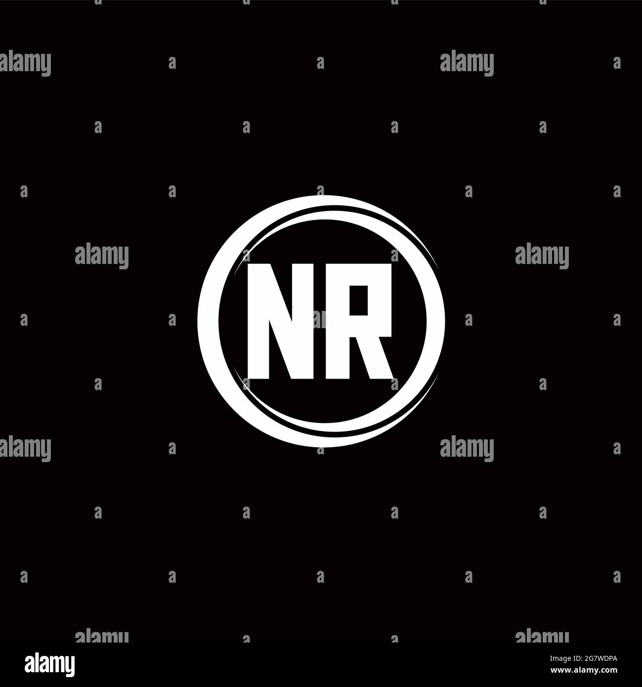 NR logo initial letter monogram with circle slice rounded design ...