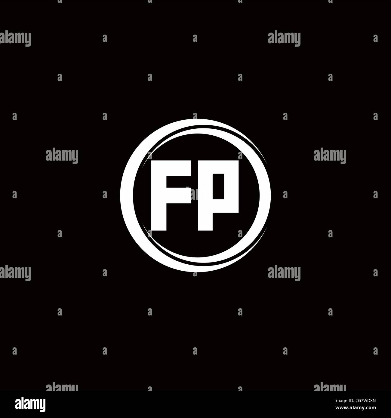 FP logo initial letter monogram with circle slice rounded design ...