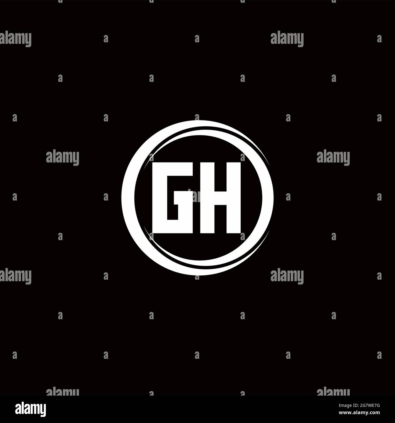 GH logo initial letter monogram with circle slice rounded design ...