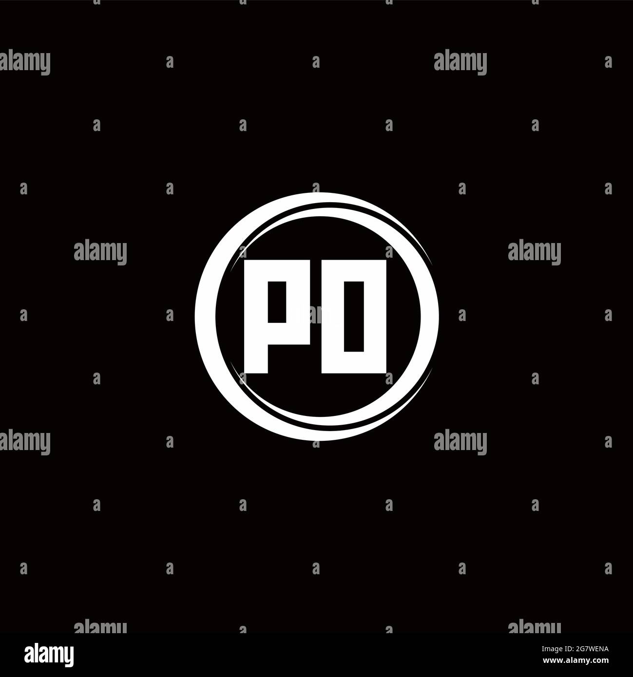 PO logo initial letter monogram with circle slice rounded design ...