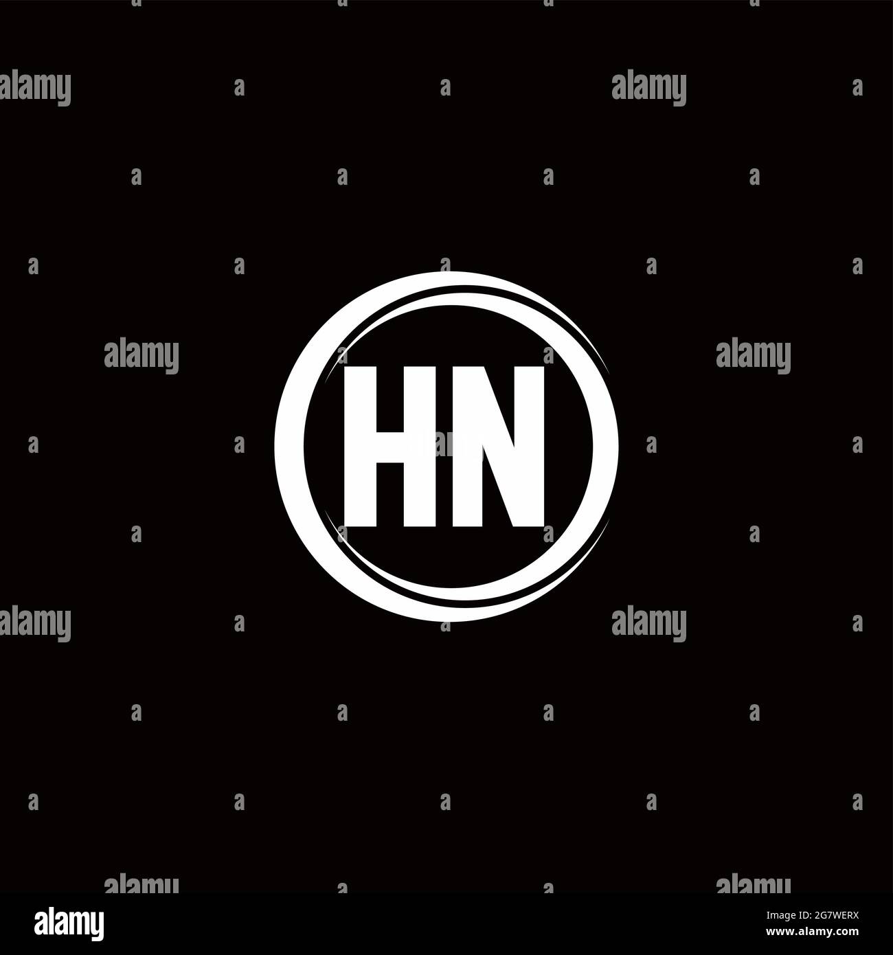 HN logo initial letter monogram with circle slice rounded design ...