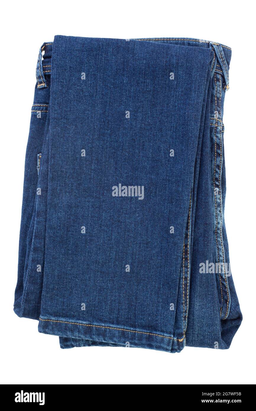 Jeans pants stack on white background. Casual wear. File contains ...