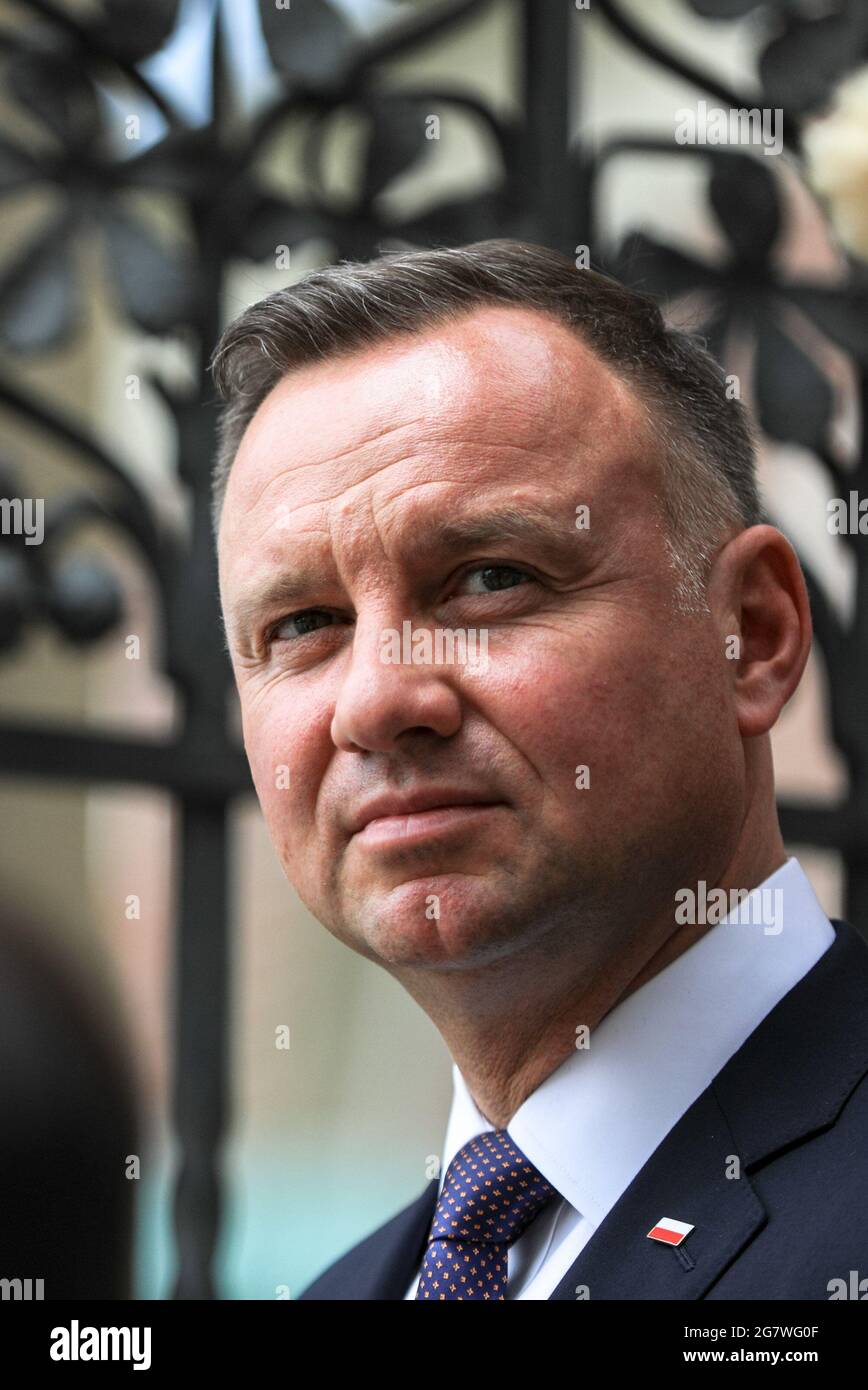 Krakow, Poland. 11th July, 2021. President of Poland, Andrzej Duda seen ...