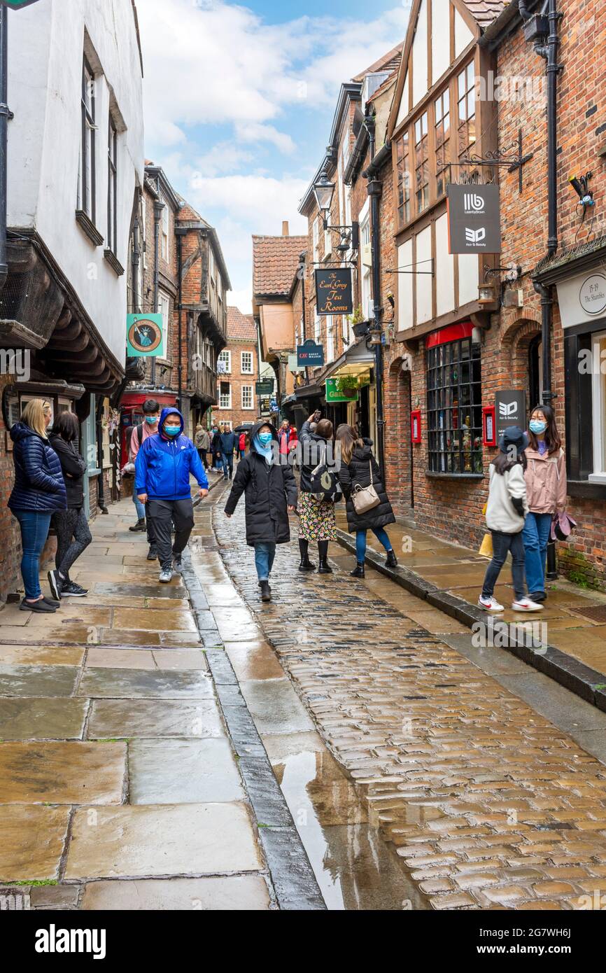 Old buildings in the Shambles, a street in the City of York, Yorkshire ...