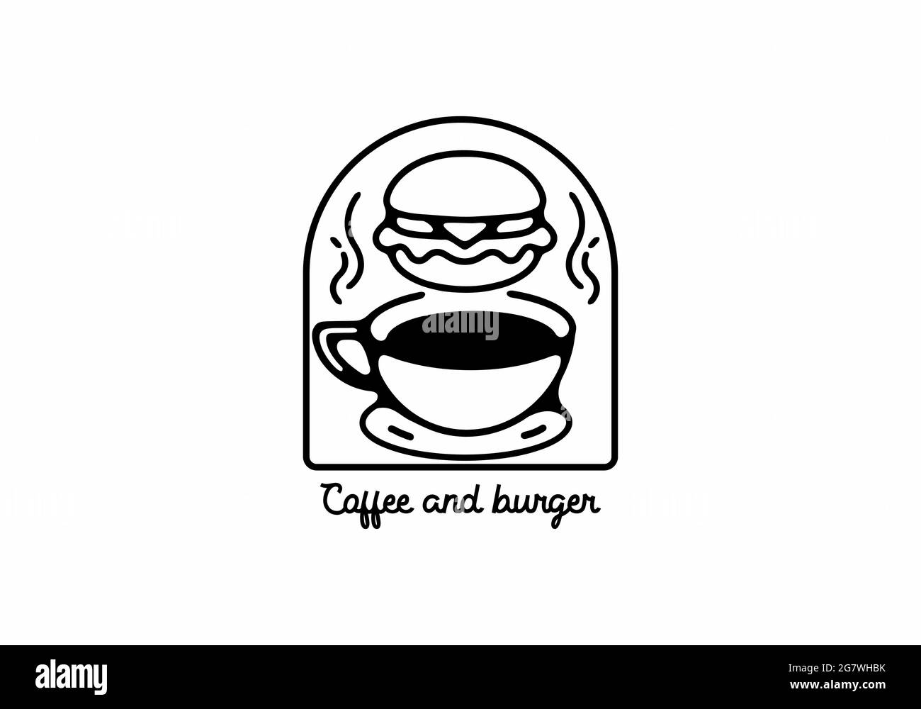 Black line art illustration of coffee and burger design Stock Vector ...