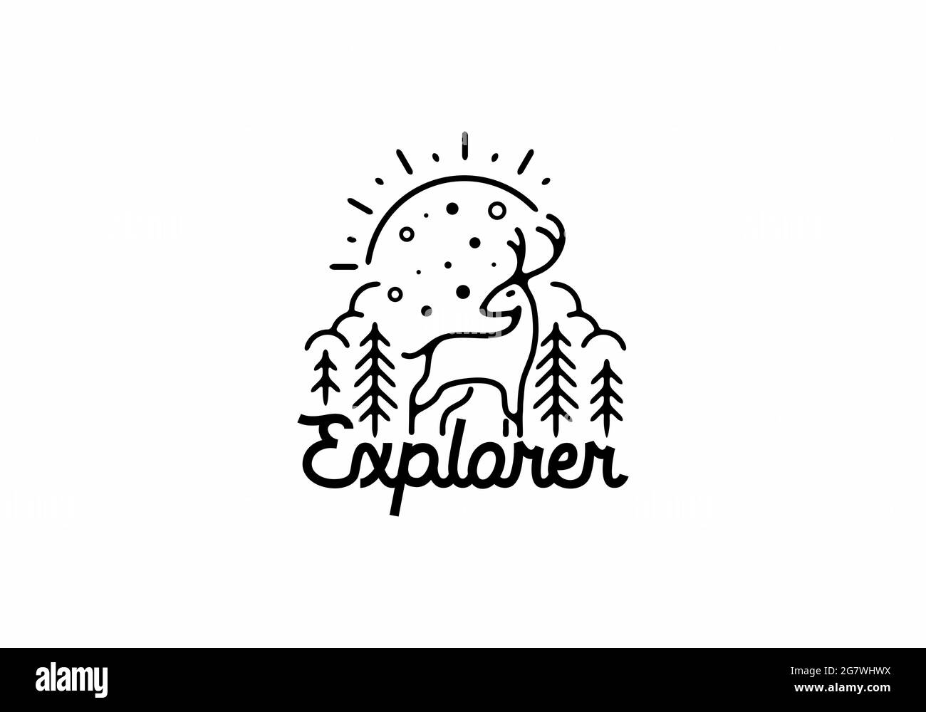 Deer explorer line art illustration design Stock Vector Image & Art - Alamy