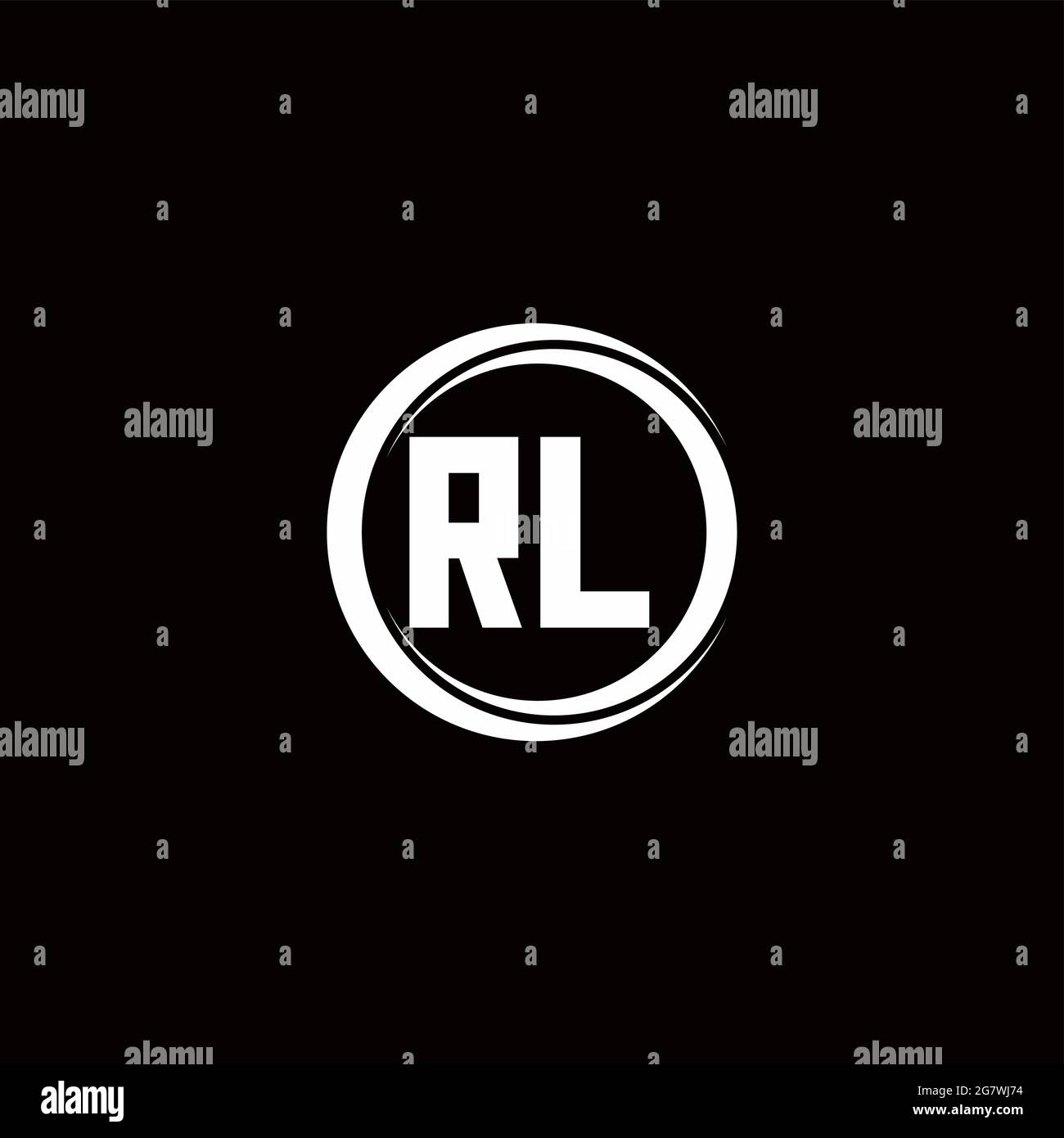 RL logo initial letter monogram with circle slice rounded design ...