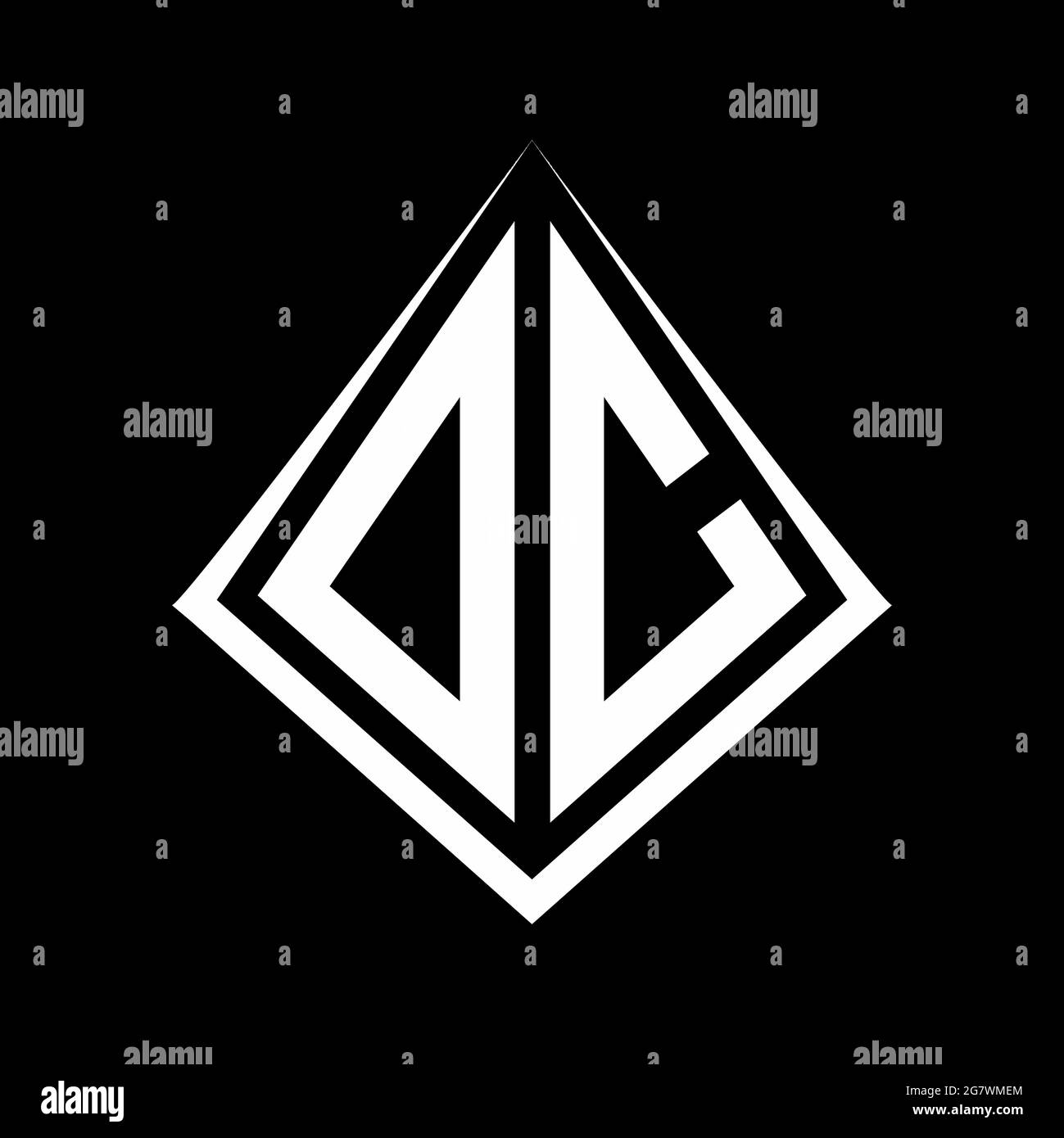 OC logo letters monogram with prisma shape design template vector icon ...