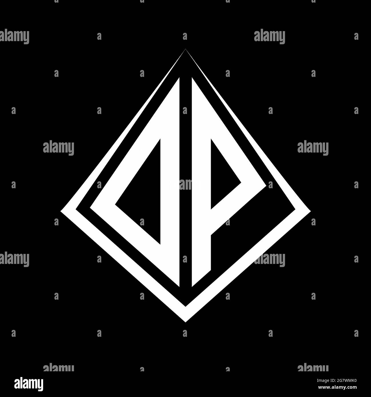 OP logo letters monogram with prisma shape design template vector icon ...