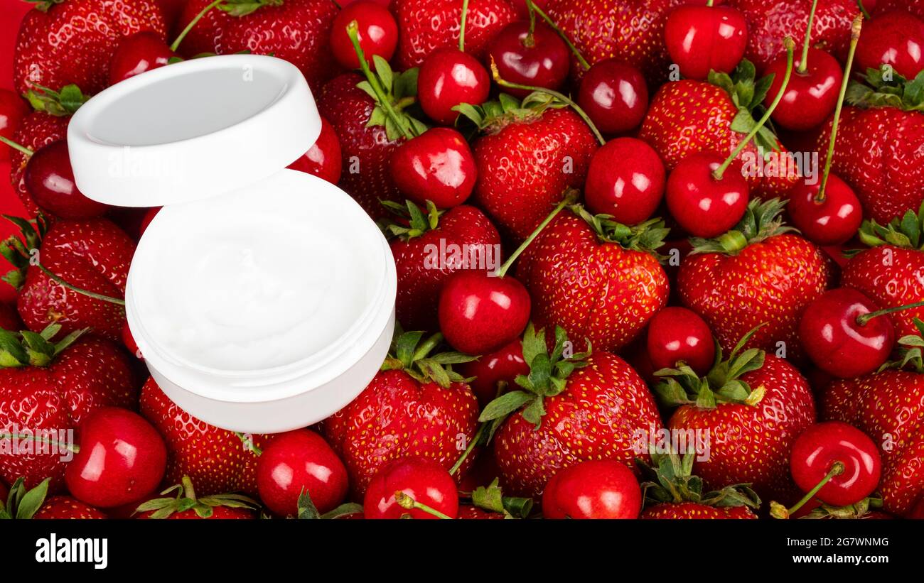 cosmetic cream with the aroma of strawberries and sweet cherry copy ...