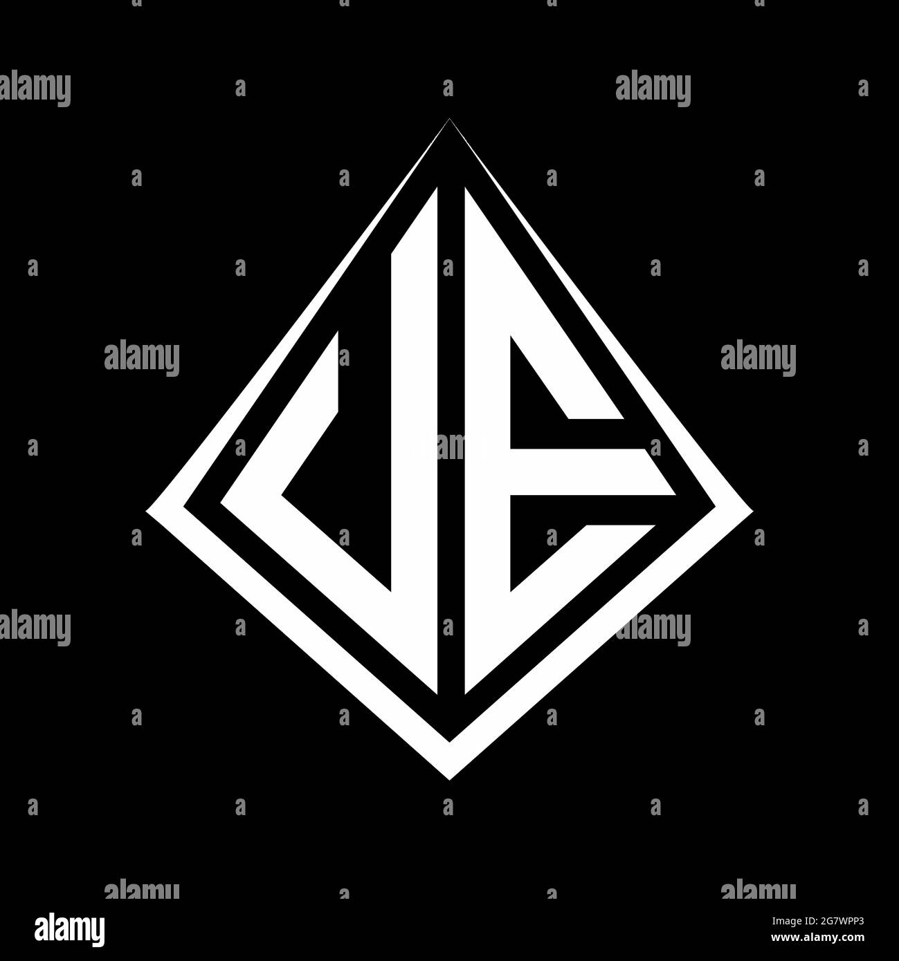 UE logo letters monogram with prisma shape design template vector icon ...