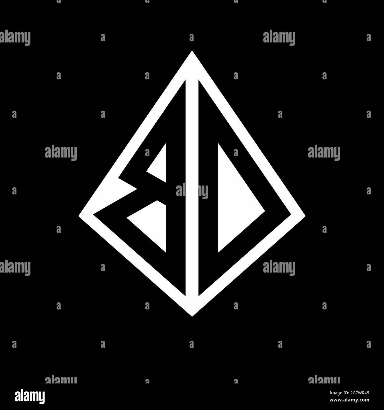 BO logo letters monogram with prisma shape design template vector icon ...
