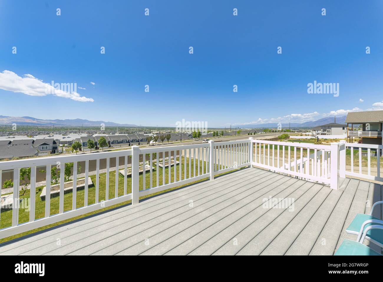 Large terrace on the second floor of a house in Utah Valley Stock Photo ...