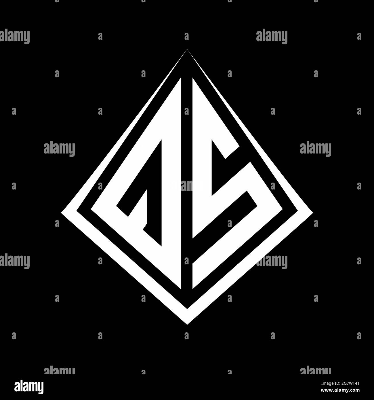 QS logo letters monogram with prisma shape design template vector icon ...