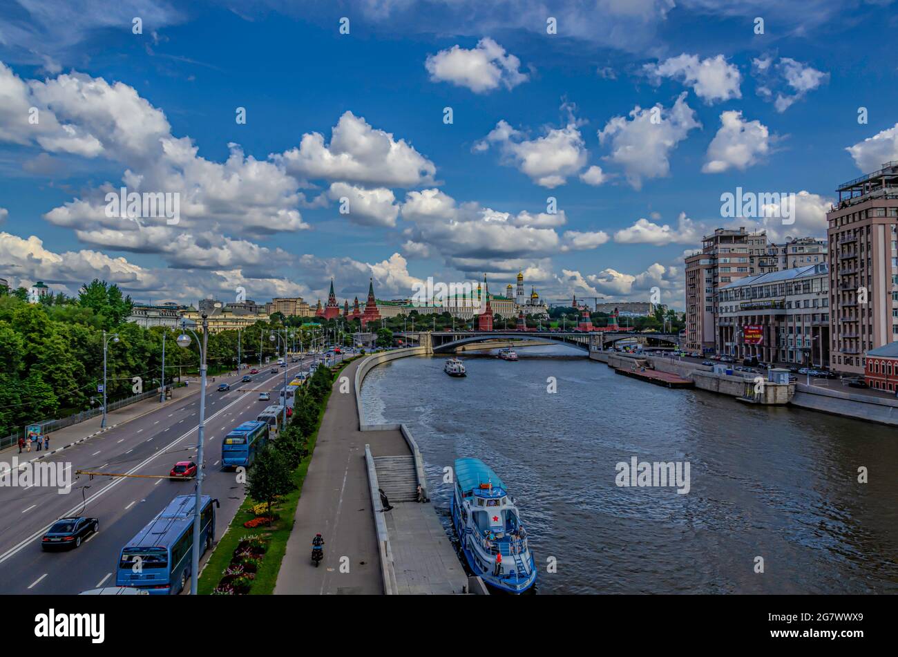 The city of Moscow with the river Moskva flowing through it Stock Photo ...