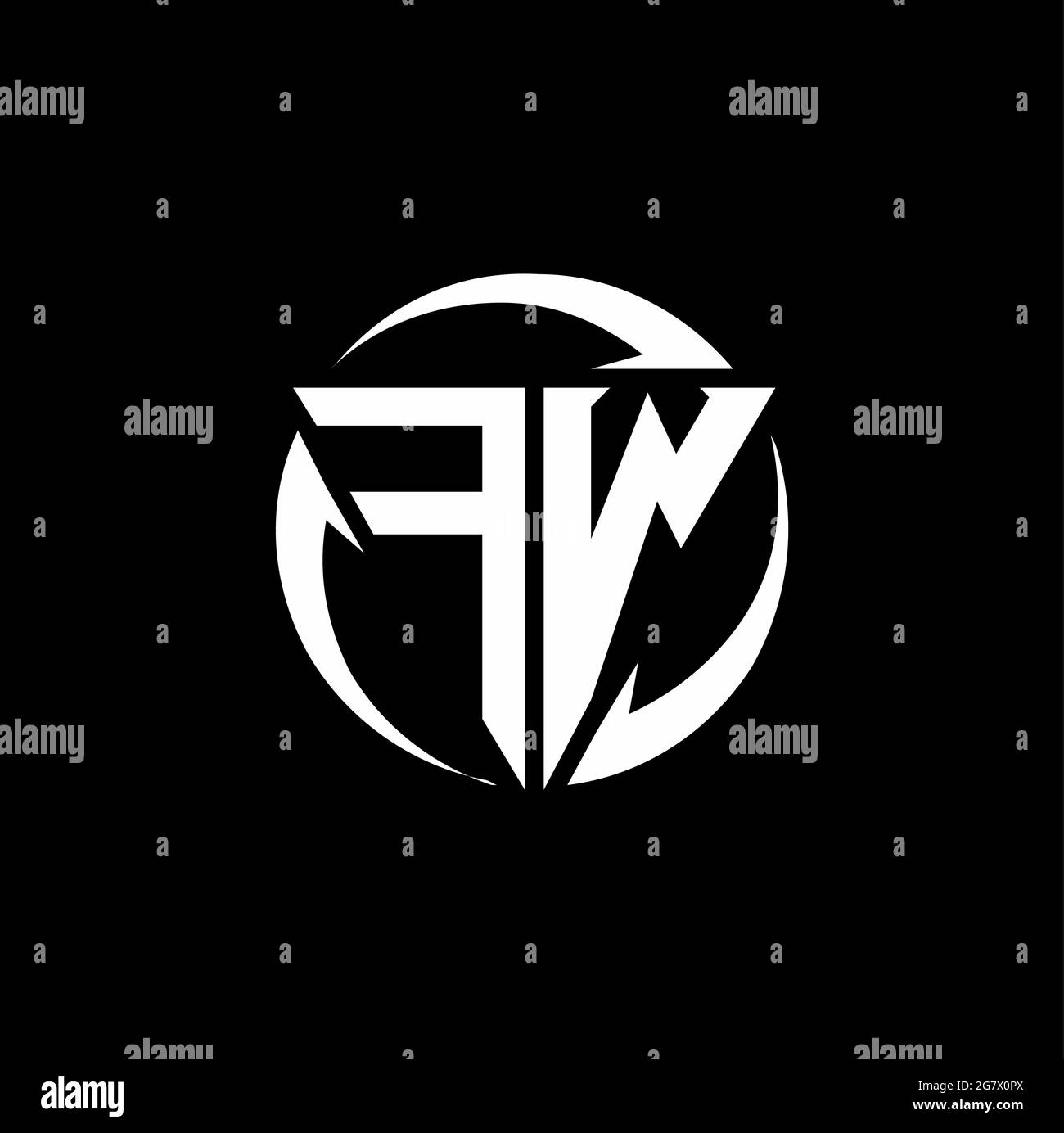 FW logo with triangle shape and circle rounded design template isolated ...