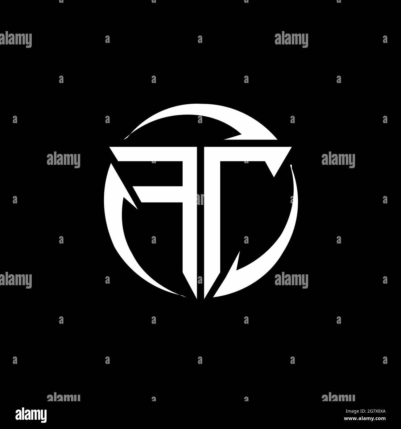 FT logo with triangle shape and circle rounded design template isolated ...
