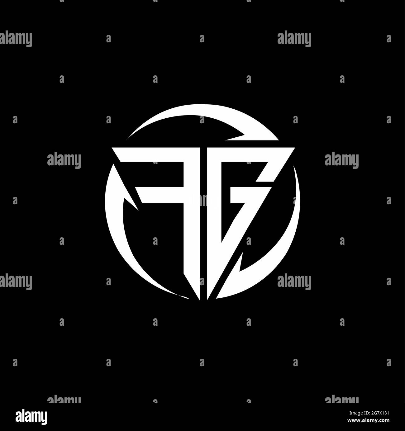 FG logo with triangle shape and circle rounded design template isolated ...