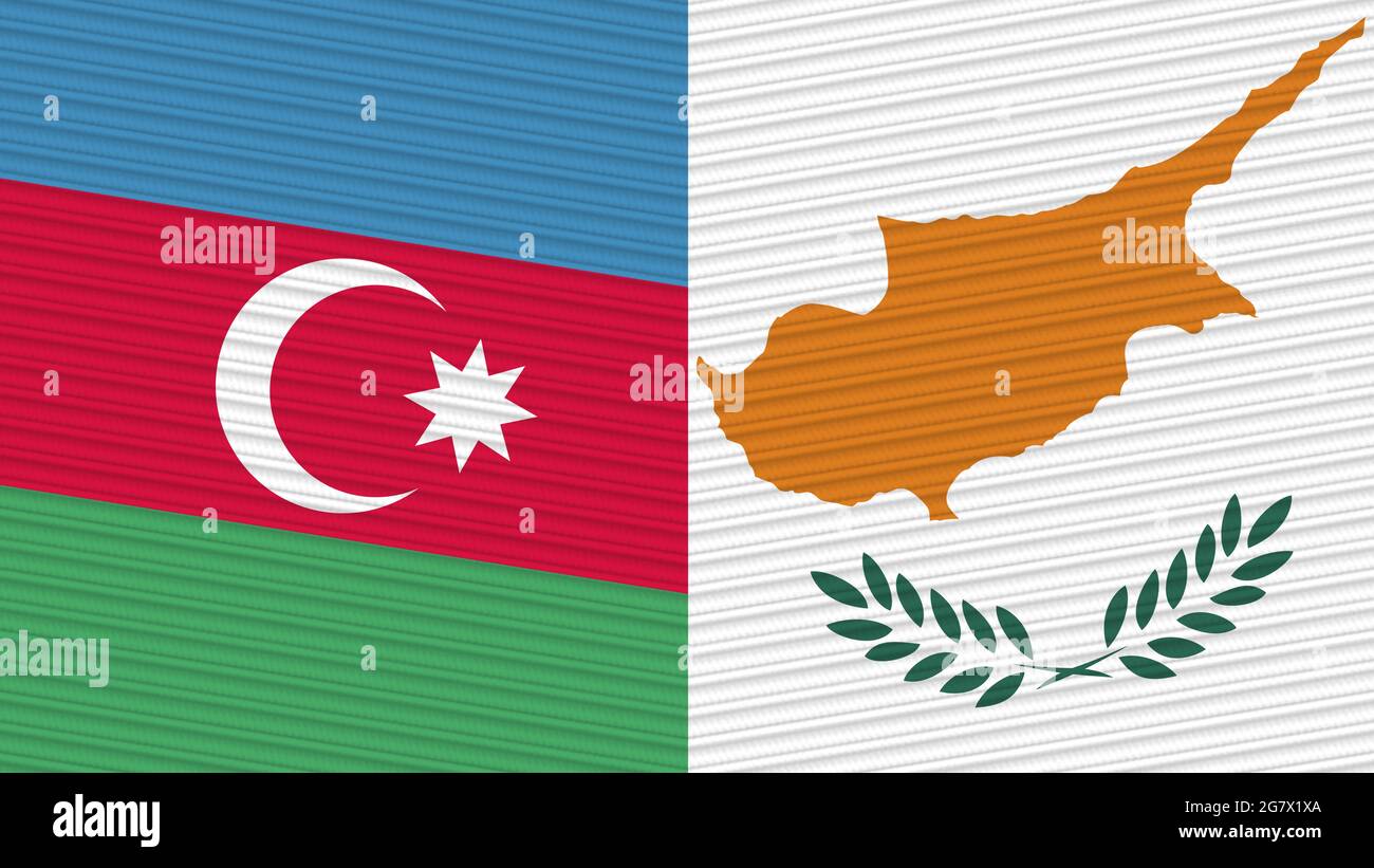 Cyprus and Azerbaijan Two Half Flags Together Fabric Texture ...