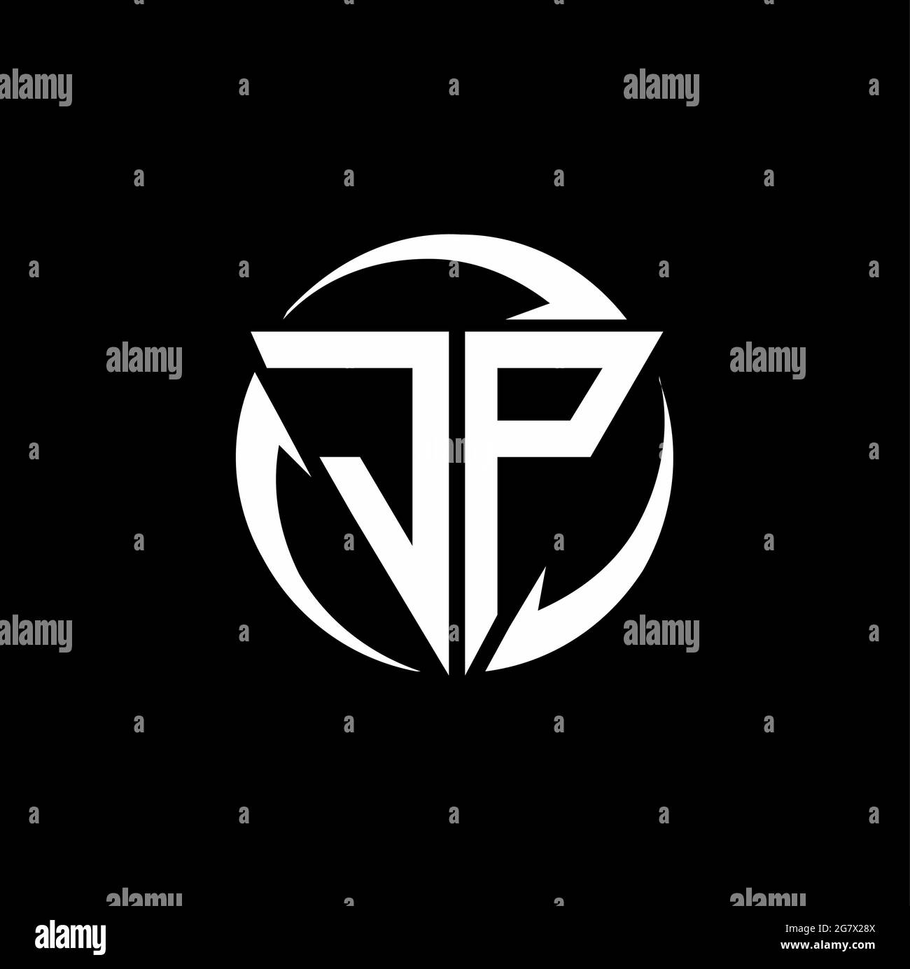 JP logo with triangle shape and circle rounded design template isolated ...