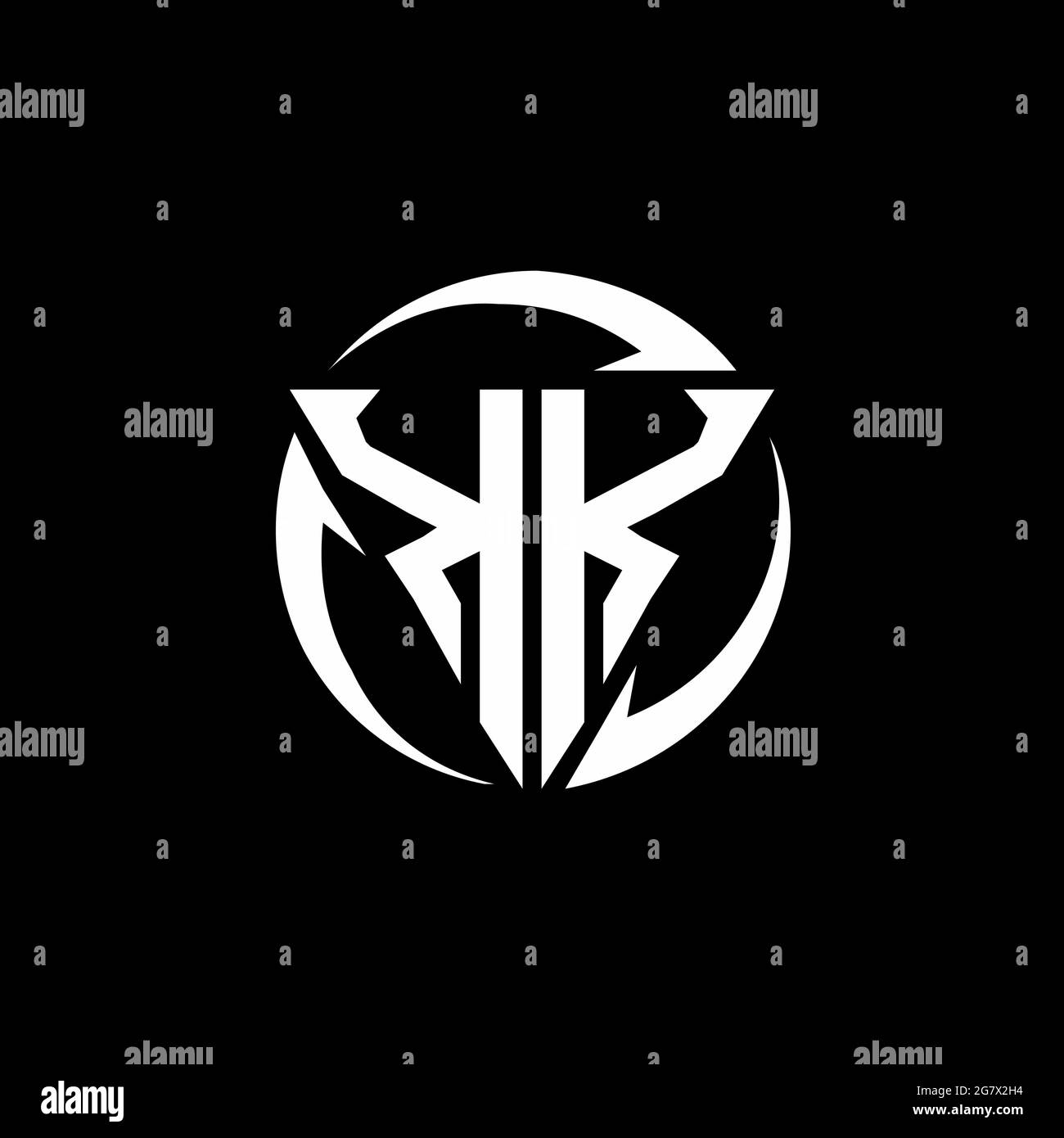 KK logo with triangle shape and circle rounded design template isolated ...