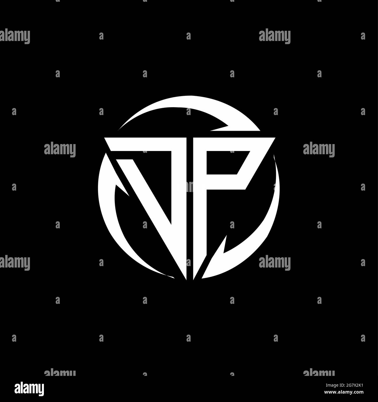 DP logo with triangle shape and circle rounded design template isolated ...
