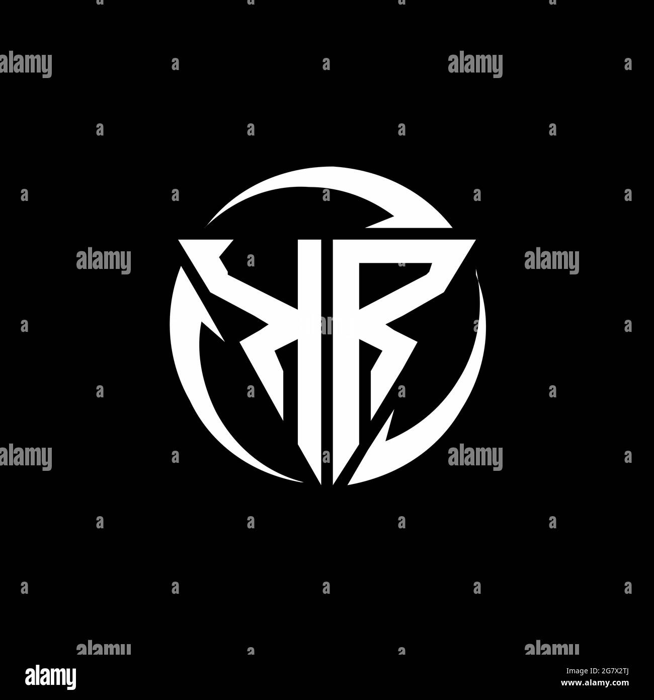 KR logo with triangle shape and circle rounded design template isolated ...