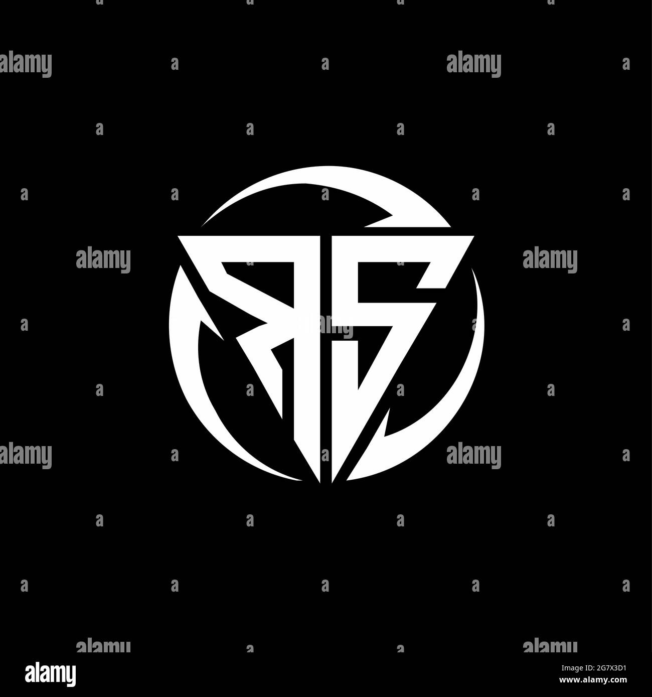 RS logo with triangle shape and circle rounded design template isolated ...