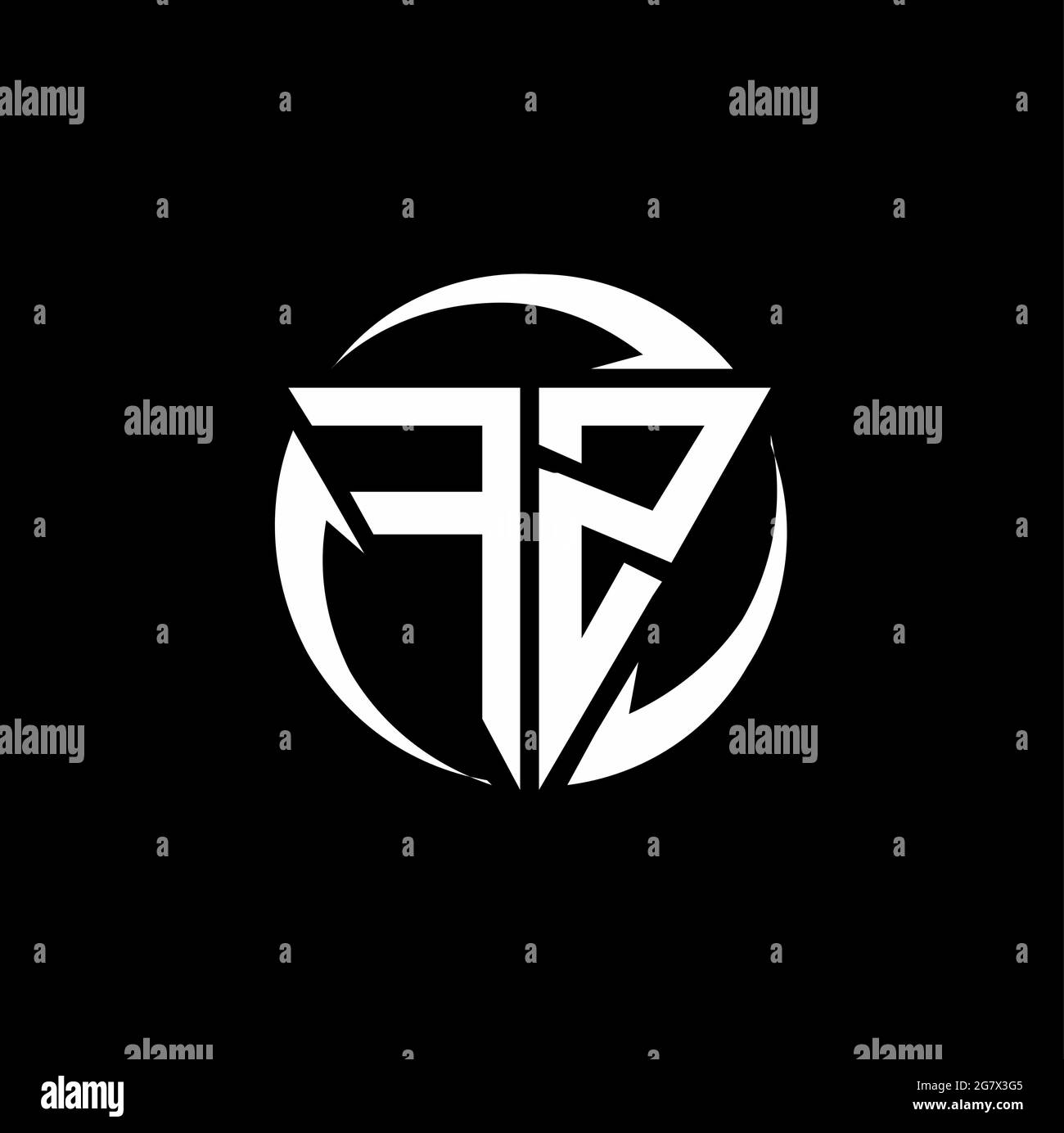 FZ logo with triangle shape and circle rounded design template isolated on black background ...