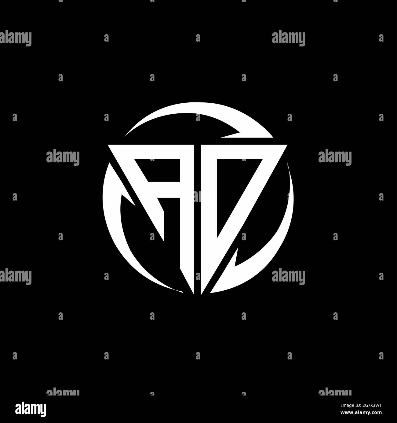 AO logo with triangle shape and circle rounded design template isolated ...