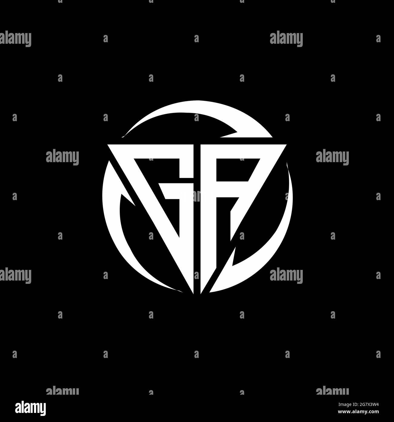 GA logo with triangle shape and circle rounded design template isolated ...