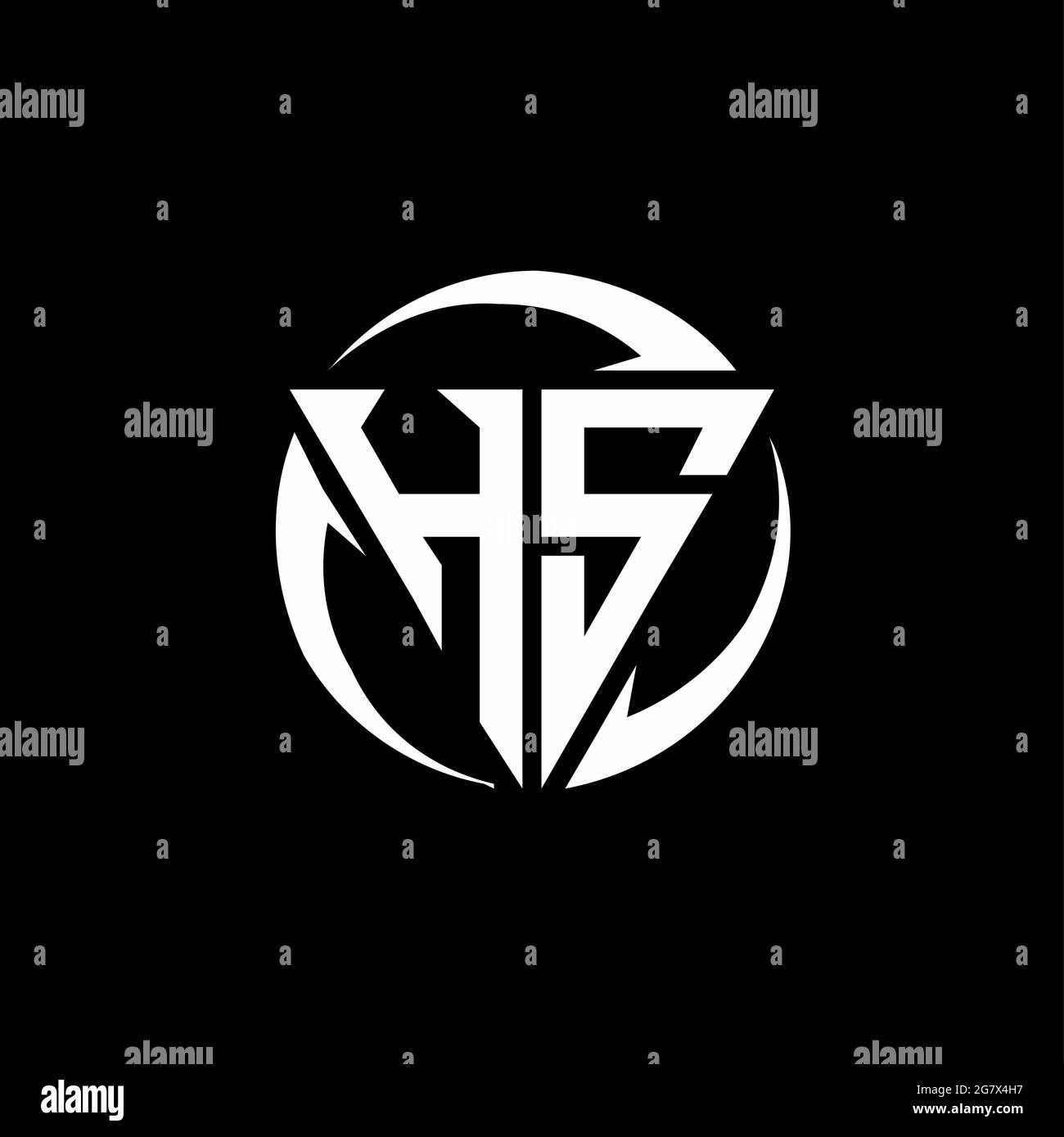 HS logo with triangle shape and circle rounded design template isolated ...