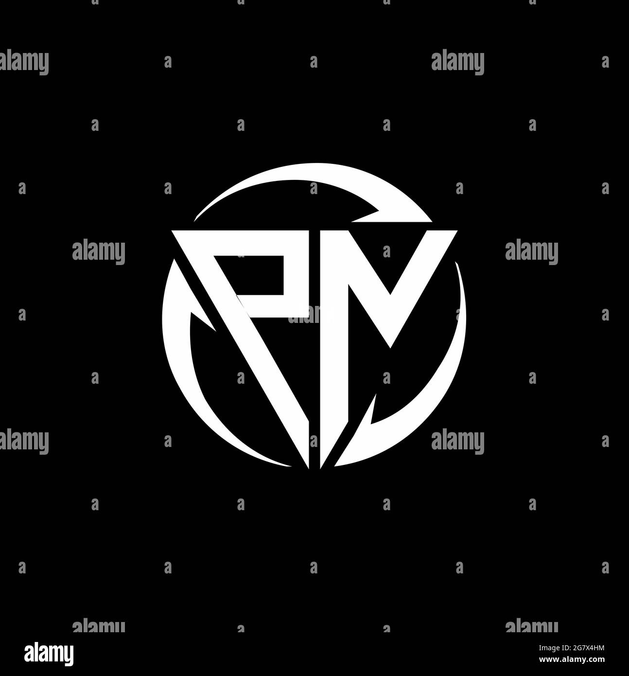 PN logo with triangle shape and circle rounded design template isolated ...