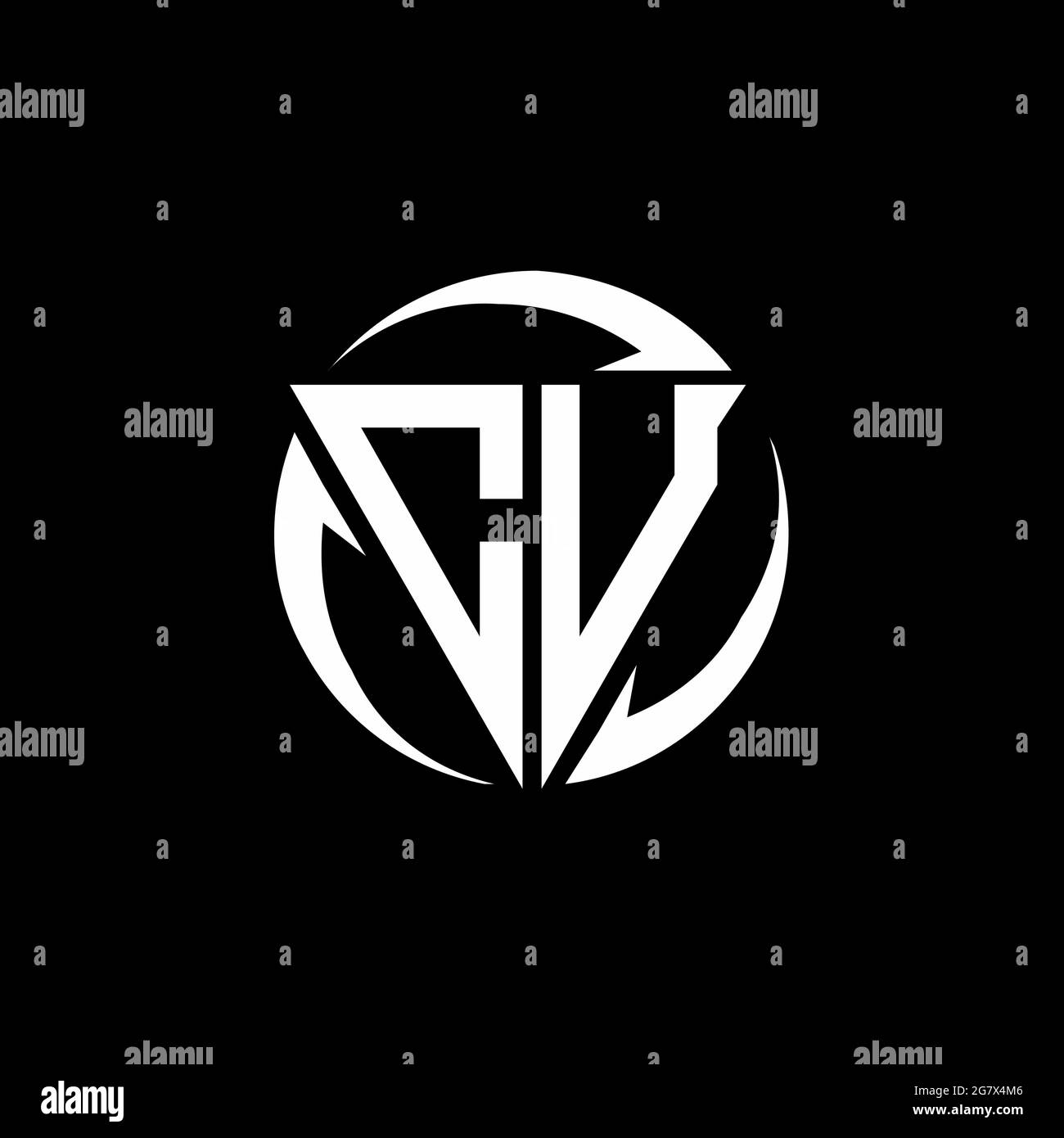 CU logo with triangle shape and circle rounded design template isolated ...