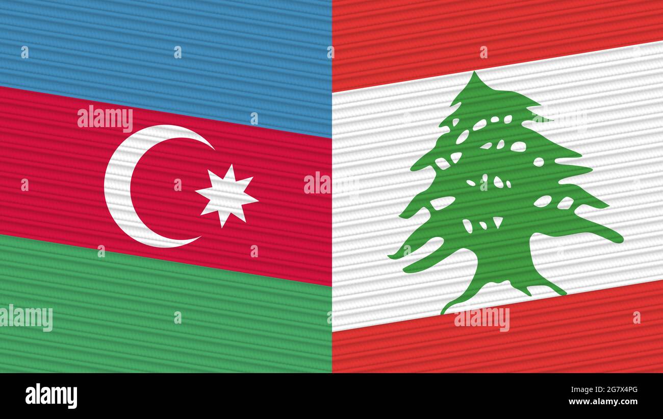 Lebanon and Azerbaijan Two Half Flags Together Fabric Texture ...